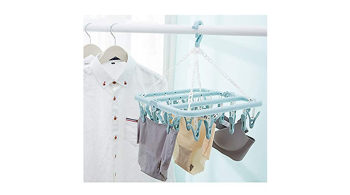 TUKE 32 Clips Folding Clothes Dryer Hanger for Small Laundry