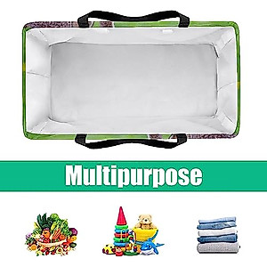 KQNZT Reusable Grocery Bags, Large Foldable Reusable Shopping Tote Bags Bulk for Groceries, Waterproof Kitchen Cloth Produce Bags with Long Handles, Brown Rabbit