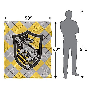 Harry Potter Hufflepuff Plaid Sigil Officially Licensed Silky Touch Super Soft Throw Blanket 50" x 60"
