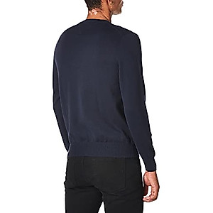 Tommy Hilfiger Men's Cotton V Neck Sweater, Masters Navy, Large