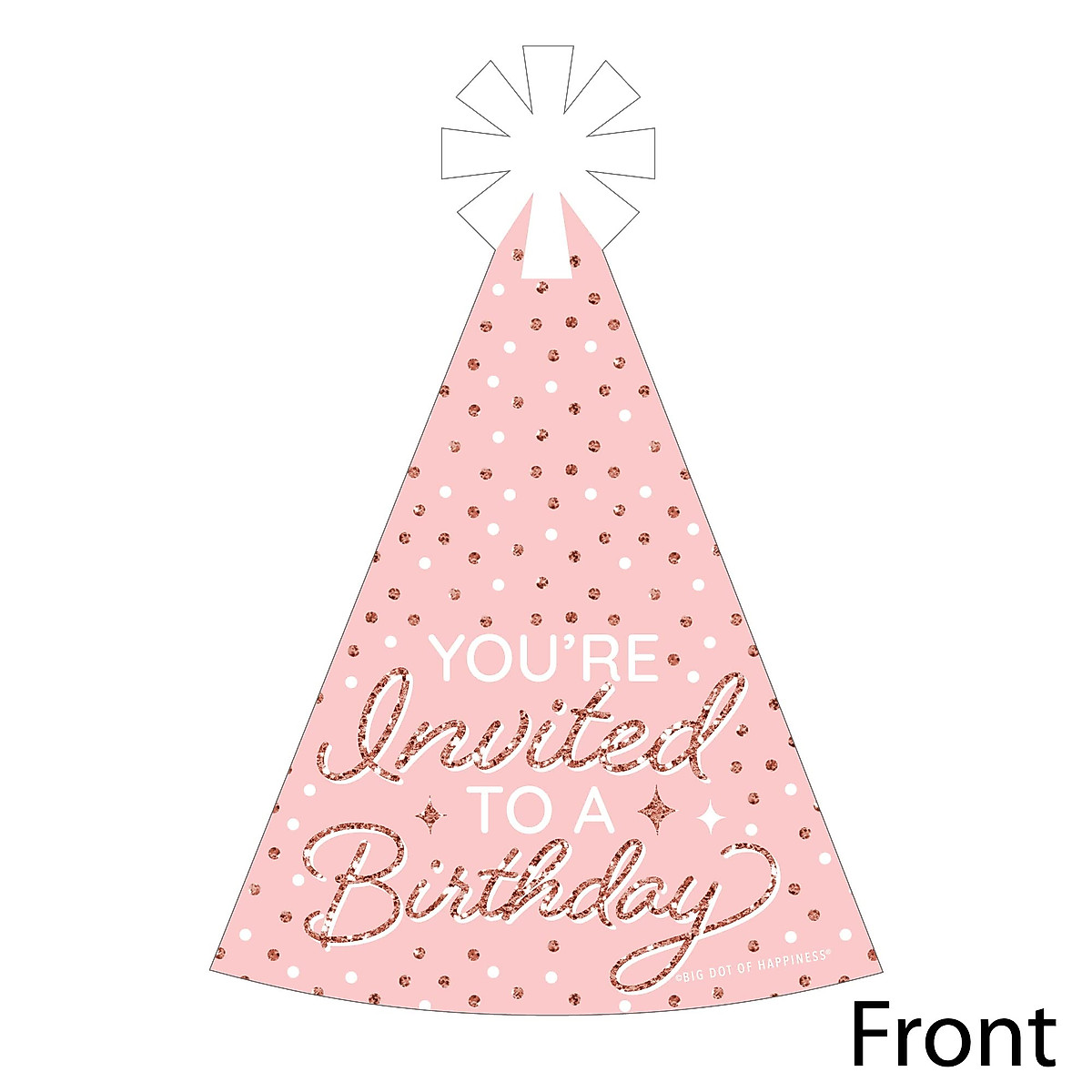 Big Dot of Happiness Pink Rose Gold Birthday - Shaped Fill-In Invitations - Happy Birthday Party Invitation Cards with Envelopes - Set of 12