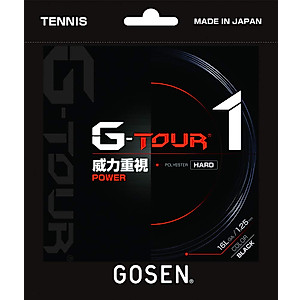 GOSEN G-Tour 1, 16L Black 40' Super Power, HPP Polyester Silicone oil coated, Tennis String