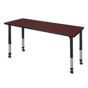 Regency Kee Height Adjustable Mobile Classroom Table, 60" x 24", Mahogany