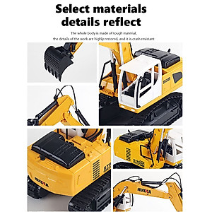 QIYHBVR 6CH Remote Control Excavator Toys Car, Excavator Trucks for Kids, Construction Dump Truck Vehicles, Construction Engineering Toys Digger, Gift for Boys Girls Ages 6 and Up