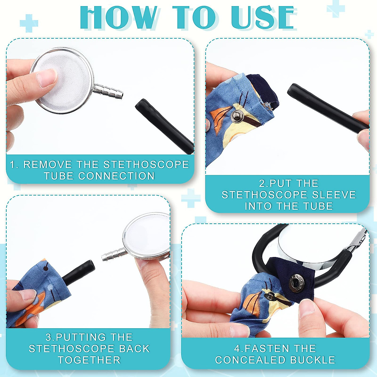 6 Pieces Stethoscope Cover Scrunchie 6 Kinds of Patterns Colors Cloth Stethoscope Sleeve Compatible with Your Stethoscope or Others with Removable Tube Stethoscope Covers for Nurses Doctors