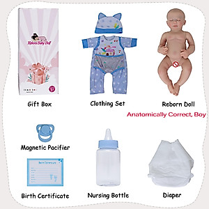 Thorugod Realistic Reborn Baby Dolls - 18 Inch Lifelike Smiling Boy Doll with Vinyl Body, Christmas/Birthday Gift for Kids Age 3+