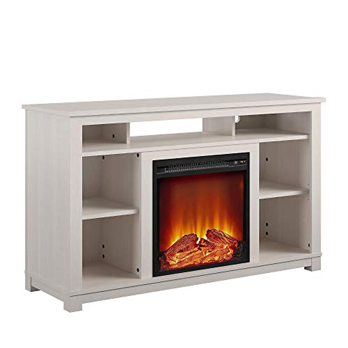 Ameriwood Home Edgewood Fireplace TV Stand for TVs up to 55", Ivory Pine