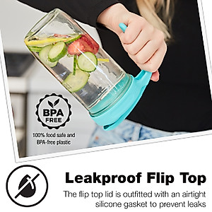 Masontops Multi Top Pitcher Set - Glass Pitcher With Lid & Spout - Elegant Sun Tea Jar - Cold Brew Mason Jar With Handle - 2 X 24 Ounce Wide Mouth Iced Coffee Bottle - Liquid & Food Storage Container