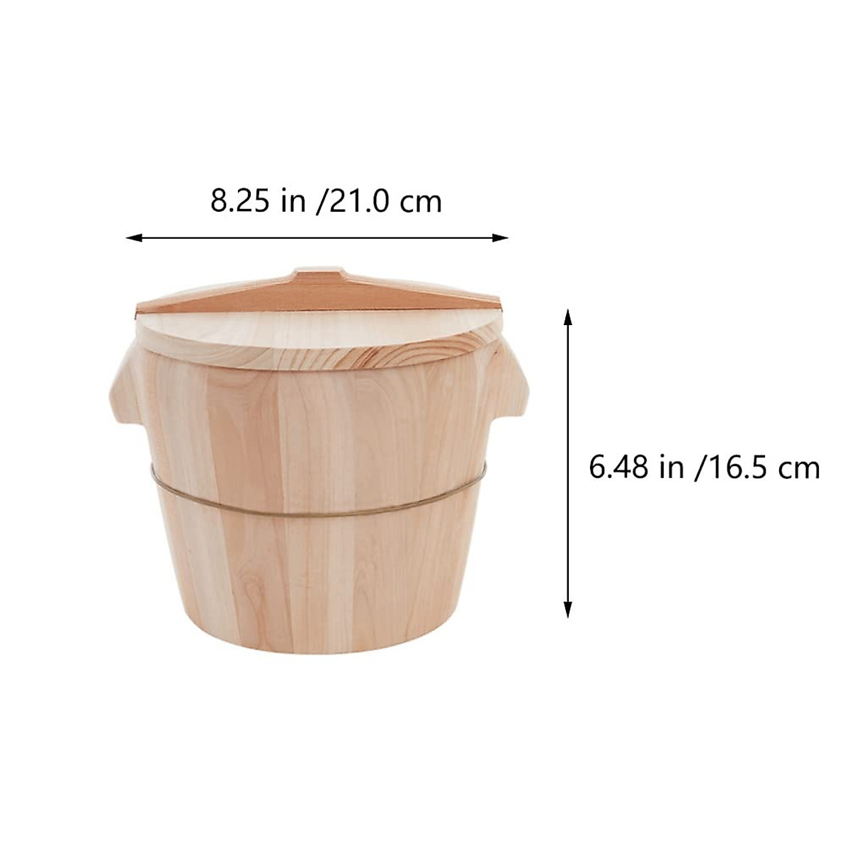 Cabilock 1 Set Wooden Rice Bowl Bucket Wooden Steamed Rice Barrel Handmade Cooking Rice Barrel with Stearmer Liner Lid and Rice Paddle for Home Chinese Restaurant Wood Color