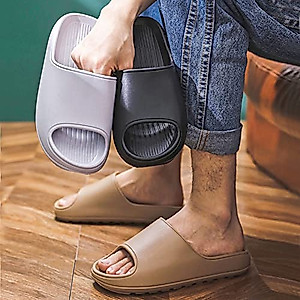 Leisurely Pace Cloud Slides for Women Men Squishy Pillow Sandals Lightweight Shower Shoes Summer Slippers with Comfort Khaki 7-8 Women/5.5-6.5 Men
