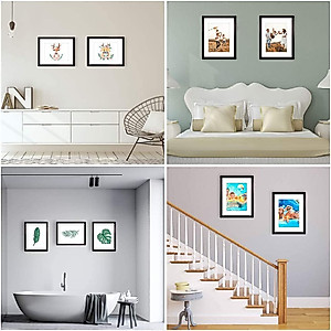 HEGATY 8x10 Picture Frame Black Set of 9, Display Pictures 5x7 with Mat or 8x10 Without Mat for Wall Mounting or Table Top Display