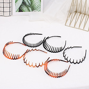 BAHABY 6 Pack Zig Zag Shark Tooth Hair Comb Headbands for Women Plastic Plain Hair Bands Hair Hoop Hair Accessories for Women