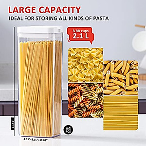 TAILINK Food Storage Containers 4 Pieces, BPA Free Plastic Airtight Food Storage Containers with Lids, Extra Large Tall Kitchen Pantry Organization and Storage for Dry Food, Flour, Sugar and Cereal