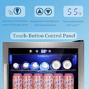 Antarctic Star Beverage 4.4Cu.Ft Refrigerator Cooler -145 Can Mini Fridge Glass Door for Soda Beer or Wine, Small Drink Dispenser, for Home Office or Bar.