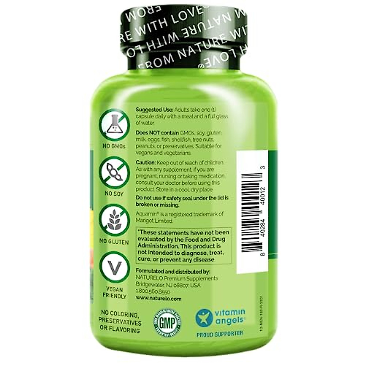 NATURELO One Daily Multivitamin for Men - with Vitamins & Minerals + Organic Whole Foods - Supplement to Boost Energy, General Health - Non-GMO - 180 Capsules