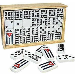 Bene Casa - Cuban Flag Double Nines Dominoes Set - 2-10 Players - Wooden Box with 55 Dominos
