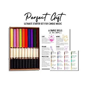 Phoenix Candle Company - Beeswax Spell Candles Set - 30 Count - Hand-Rolled - Assorted Colours