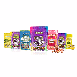 Bliss Life Jolly Puffers Freeze Dried Candy Variety Pack 2 oz, Freeze Dried Sour Candy, Unique Novelty, ASMR Candy - Great for the Tiktok Trend Most Sour Candy in the World Challenge