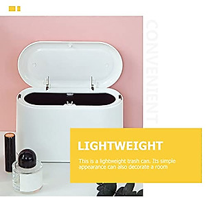 Veemoon Mini Wastebasket Trash Can Tiny Desktop Waste Garbage Bin with Swing Lid for Home Office Kitchen Vanity Tabletop - White Office Trash Garbage Cans Garbage Cans Mini Garbage Cans