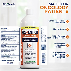 Prevention Oncology Alcohol Free Mouthwash, Soothing, Gentle, & Moisturizing, Mouthsore and Dry Mouth Mouthwash Specially Formulated for Patients Undergoing Oncology Treatment - 16 oz Bottle, 1-Pack