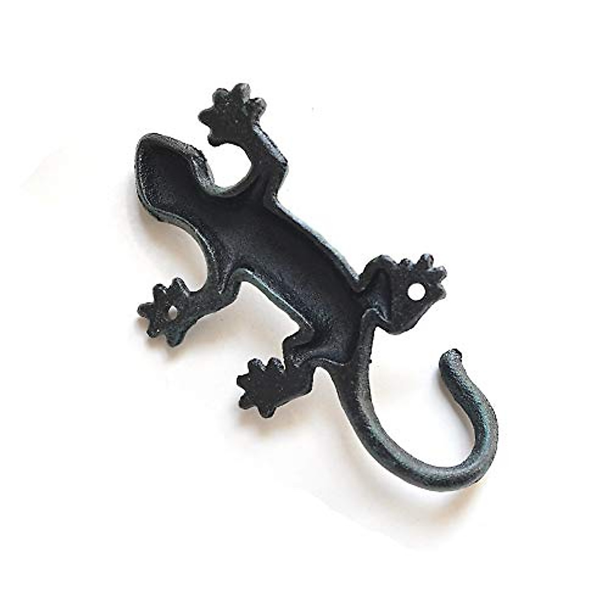 XIYUAN 3PCS Coat Hooks Hanging Wall Mounted Rustic Decorative Gecko Hook, Cast Iron 6 Inch Key Holder Wall Decor for Foyer Hallway Garage Garden & Office