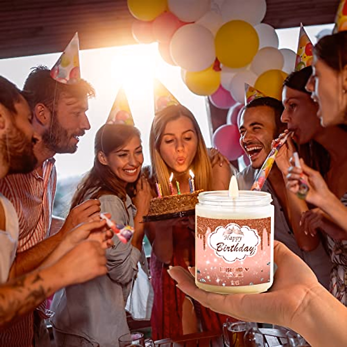 Vlipoeasn Happy Birthday Scented Candle Gifts for Her | Unique Gift for Best Friend Happy Birthday Hidden in Candle | Funny Soy Wax Candles Scents of Vanilla Gift Idea for Sister Mom Coworker 7OZ