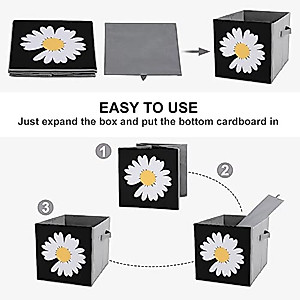 Daisies Flower Large Cubes Storage Bins Collapsible Canvas Storage Box Closet Organizers for Shelves