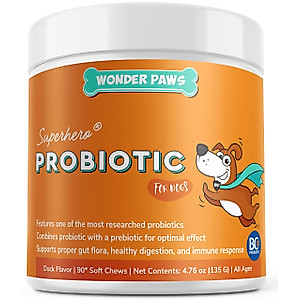 Wonder Paws Probiotics for Dogs – Daily Probiotic Supports Gut Health, Digestion, Gas, Bloating, Constipation, Stomach Relief & Immune Support - With Natural Probiotic & Prebiotic – 90 Probiotic Chews