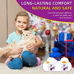 G · PEH Cat Pheromones Calming Diffuser, 2 Pack Premium Pheromone Diffuser for Cats, Cat Calming Diffuser with 2 Diffuser + 2 Refill 48ml Vial Relieve Anxiety Stress for Cats Calm for 60 Days