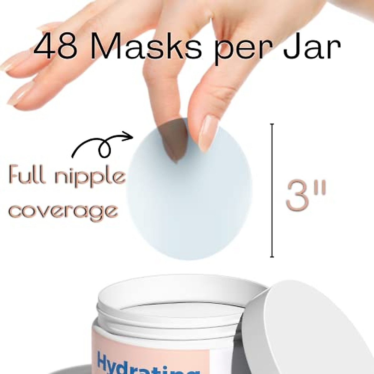 Medagel Hydrogel Pads for Breastfeeding, Hydrating Breast Mask, Instant Soothing & Cooling Relief for Sore Nipple, 3'' Full Coverage, Hypoallergenic & Paraben Free Postpartum Essentials, 48 Ct