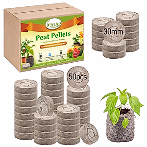 Legigo 50 Pcs 30mm Peat Pellets Starter Pods, Compressed Starting Plugs Pellet Fiber Soil Helps to Avoid Root Shock for Planting Herb Flower Vegetables