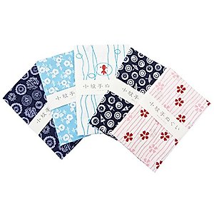 MIYAMOTO Japanese Traditional Towel "Tenugui" Small Pattern 5 type set Basic pattern-3