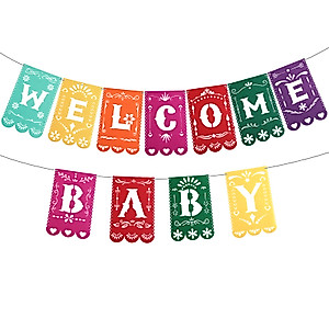 Mexican Welcome Baby Banner Fiesta Mexicano Baby Shower Small Banner Mexican Welcome Baby Felt Banner Decorations for Baby Showers, Te De Canastilla Celebrations