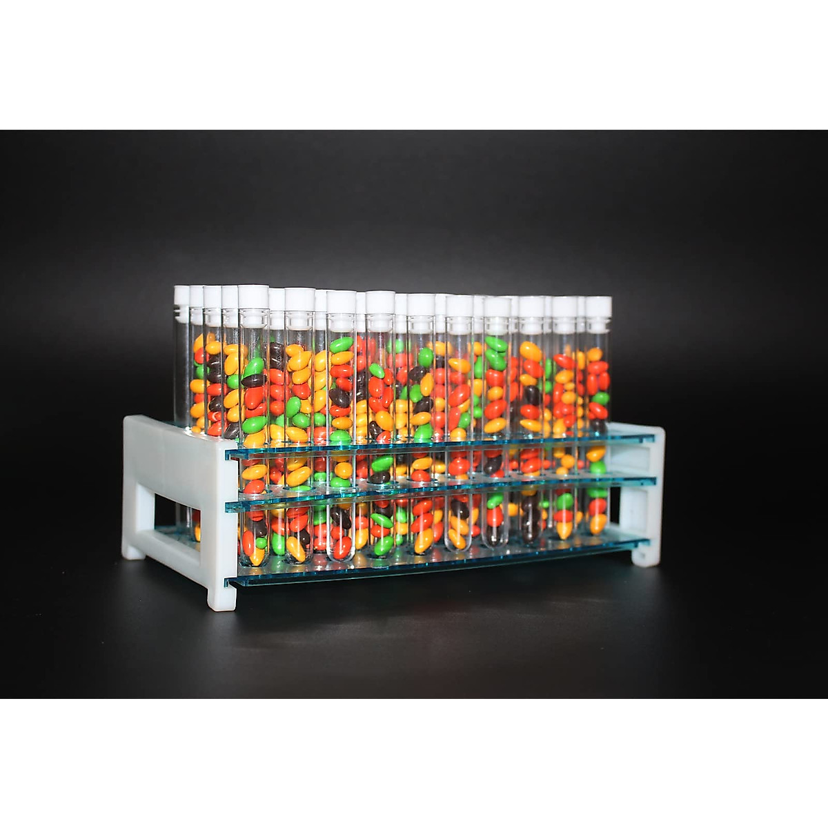 JOYYU 12x100mm 8ml Clear Plastic Test Tubes with Caps for Scientific Experiments, Easter, Scientific Themed Kids Birthday Party Supplies, Eyelash Brushes/Candy Storage(50 Pack)