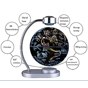 8" Illuminated World Globe, USB 2 in 1 LED Desktop World Globe, Interactive Earth Globe with World Map and Constellation View Fit for Kids Adults, Ideal Educational Geogr