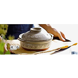 Ginpo Flower Mishima Earthenware Pot No. 10, for 4-5 People [Banko Ware]