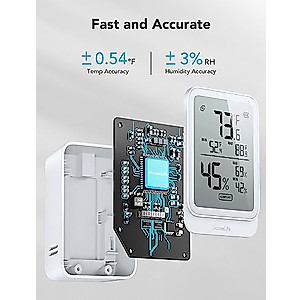 GoveeLife 36'' Smart Tower Fan for Bedroom Bundle with Hygrometer Thermometer H5104, Bluetooth Room Temperature Monitor with APP Alert and 2 Years Date Storage Export, Remote LCD Digital Display