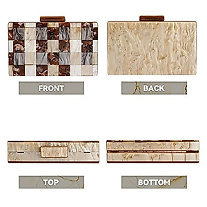 Acrylic Purses and Handbags with Marbling for Women Elegant Banquet Evening Crossbody Handbag Box Clutch
