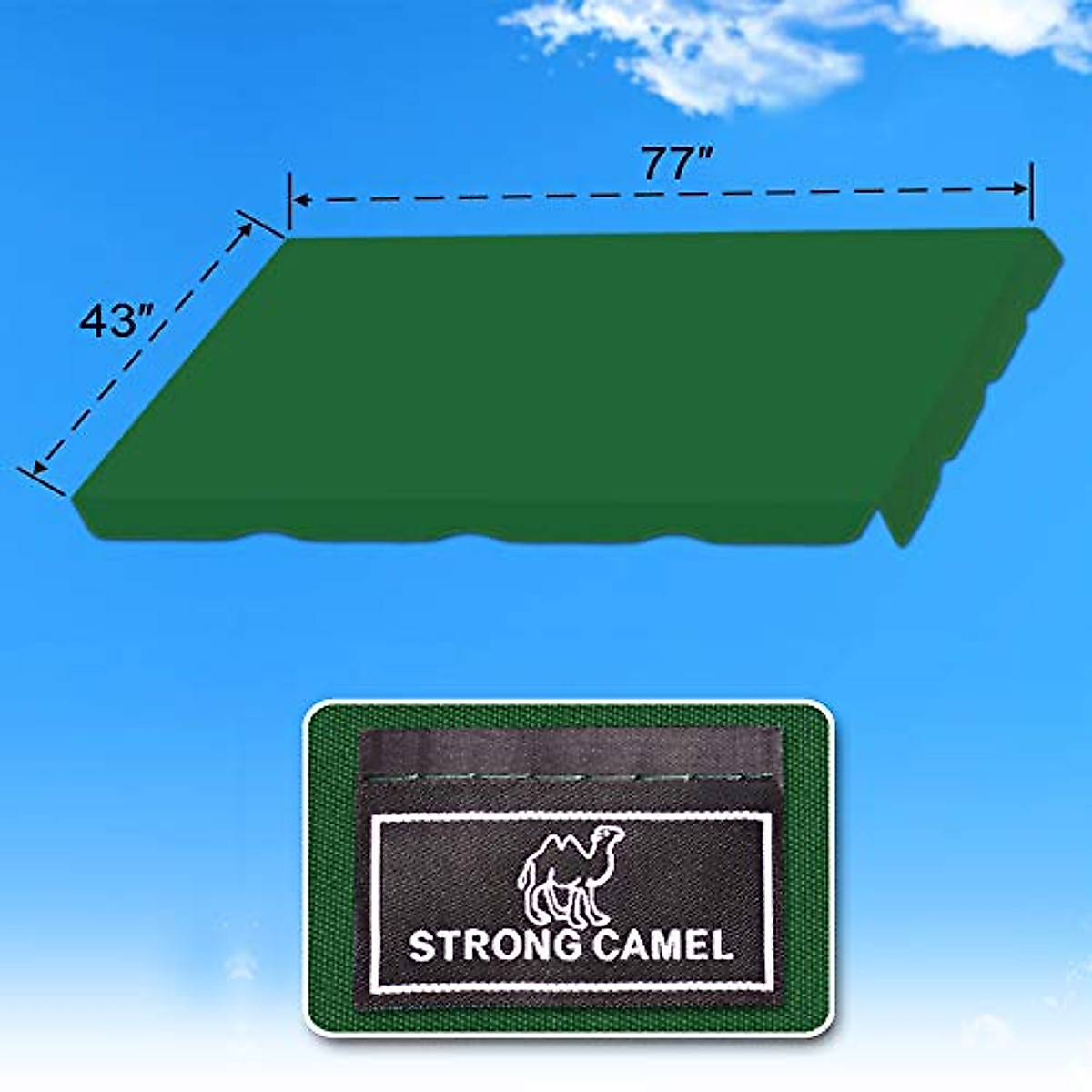 Strong Camel Patio Swing Cover Outdoor Swing Replacement Canopy Cover fit Porch Top Cover for Seat Furniture uitable for Patio, Garden, Poolside, Balcony, Backyard (Only Cover) (77''x 43'', Green)