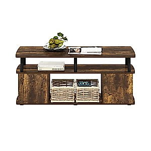 Furinno JAYA TV Stand for TVs up to 50 Inch with Open Storage, Amber Pine/Black