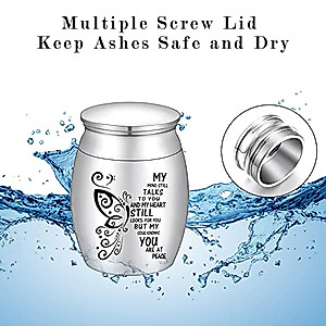 1.57 Inches Small Keepsake Urn for Human Ashes Butterfly Mini Urn Stainless Steel Ashes Holder Small Ash Urn
