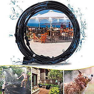 Fogland Outdoor Misting System: Portable Misting System 32.8FT Misting Cooling System with 10pcs 0.016" Orifice Thread Stainless Steel Misting Nozzle for Patio Fan Umbrella