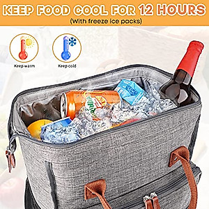 Cooler Backpack 30 Cans Insulated Leakproof Cooler Bag, Waterproof Large Capacity Backpack Cooler Lightweight Camping Lunch Backpack for Hiking, Beach, Fishing (Grey)