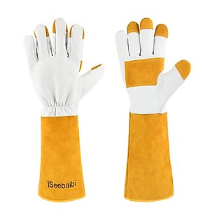 Long Gardening Gloves,Thorn Proof Genuine Leather Work Gloves, Garden Gloves with Long Cowhide Gauntlet to Protect Your Arms Until the Elbow, Working Gloves for Man and Women (Medium, Brown)