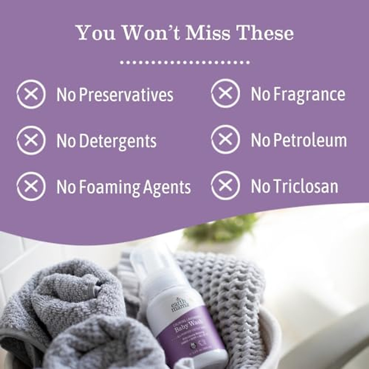 Earth Mama Calming Lavender Baby Wash Liquid Foaming Hand Soap, Organic All-Purpose Lavender Body Wash for Sensitive Skin, Castile Soap with Coconut Oil, Shea Butter, Calendula, & Aloe, 5.3 Fl Oz