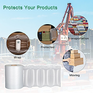 awagas Air Cushion Wrap Roll, 3000pc Air Pillow Bags Air Pillows for Packaging Inflatable Air Cushion Film Roll, Air Bubble Void Filling Bags for Bubble Wrap Packaging 985ft x 4" x 8"