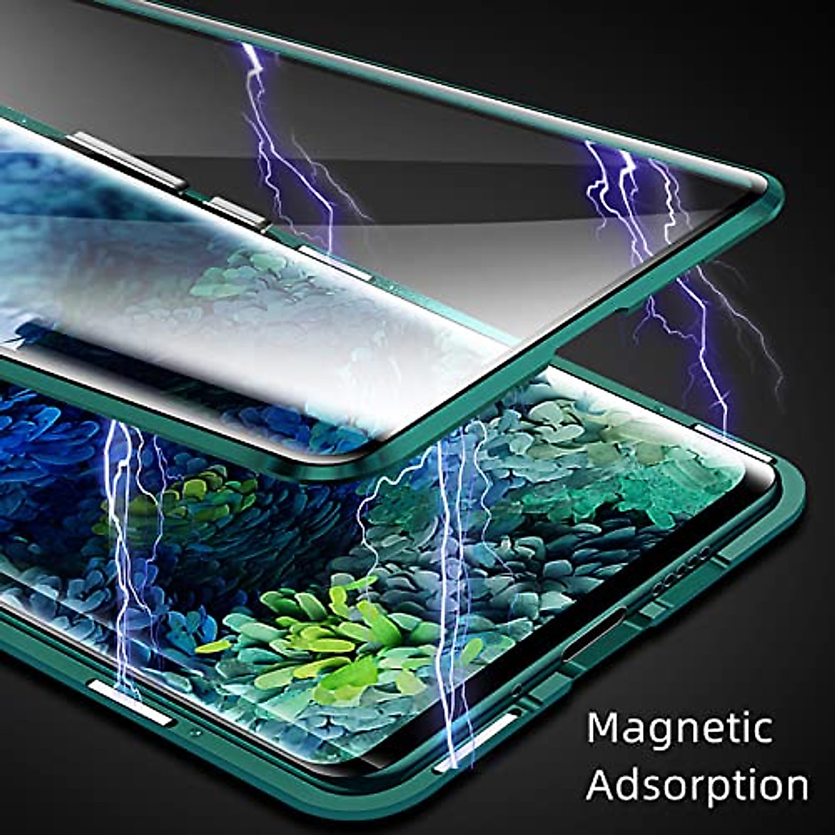 Jonwelsy Case for Samsung Galaxy S22 Ultra, 360 Degree Front and Back Clear Tempered Glass Full Body Protection Magnetic Adsorption Metal Bumper Frame Flip Cover for Samsung S22 Ultra (Burgundy)