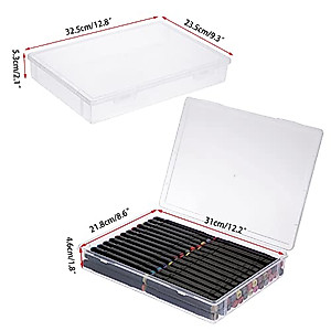 BTSKY Clear Plastic Storage Box with Flap Lid, Multipurpose Craft Organizers and Storage Box Art Supply Storage Organizer with Snap Closure Plastic Sewing Box for Pencils Markers Notebooks A4 Files, 2 Pack Big