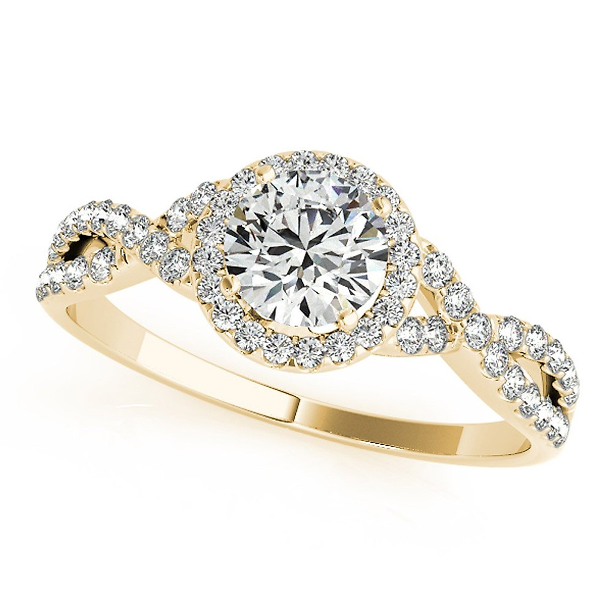 JewelMore 1/2 Carat Halo Daimond Engagement Bridal Ring Set 14K Solid Yellow Gold (I-J/I2-I3) (6)