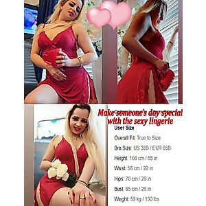 Avidlove Women's Sleepwear Women Chemise Lingerie Lace Babydoll Sleepwear Nightgown Dress(Wine Red,L)